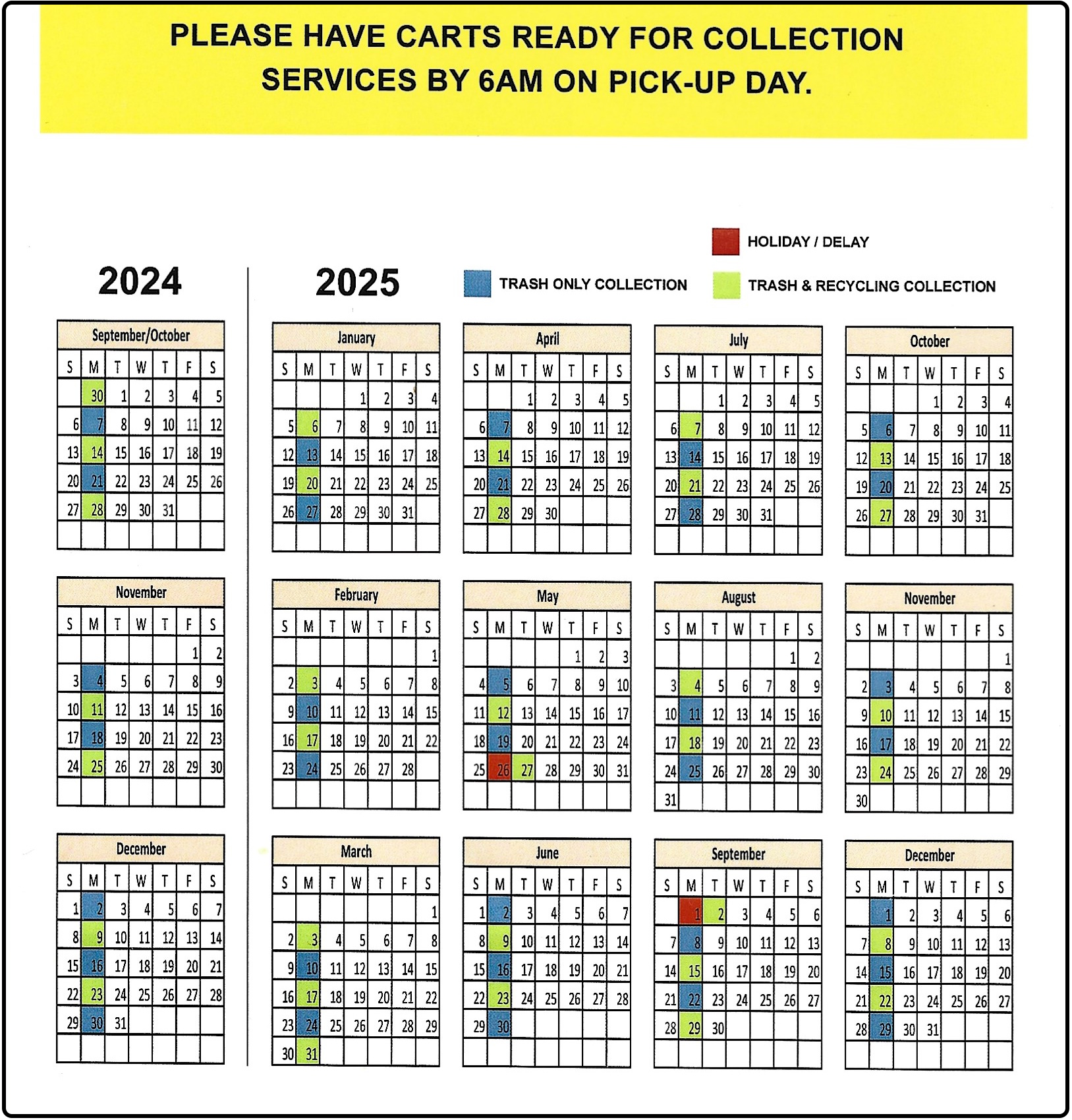GFL Garbage & Recycling Schedule - Village of Neshkoro